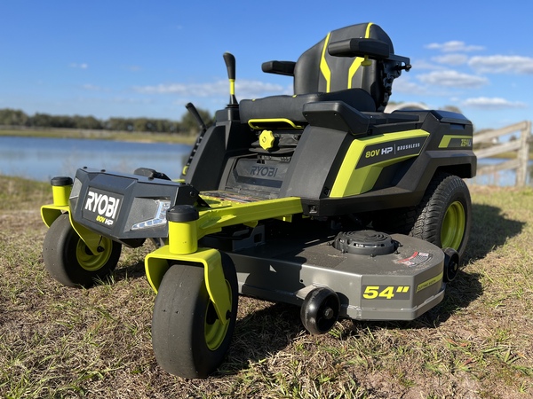 80V HP BRUSHLESS 54" LITHIUM ELECTRIC ZERO TURN RIDING MOWER | RYOBI Tools